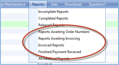 Reports Menu
