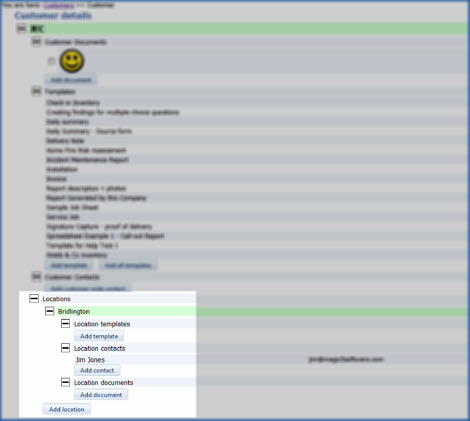 Attachments for a customer
