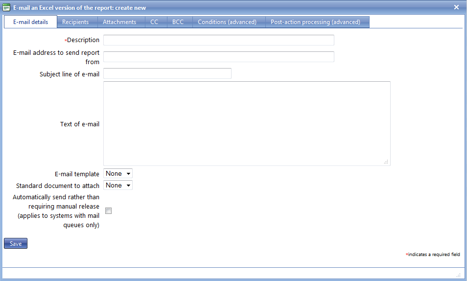 E-mail an Excel version of the report