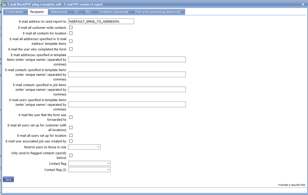 E-mail PDF Report (report screen)